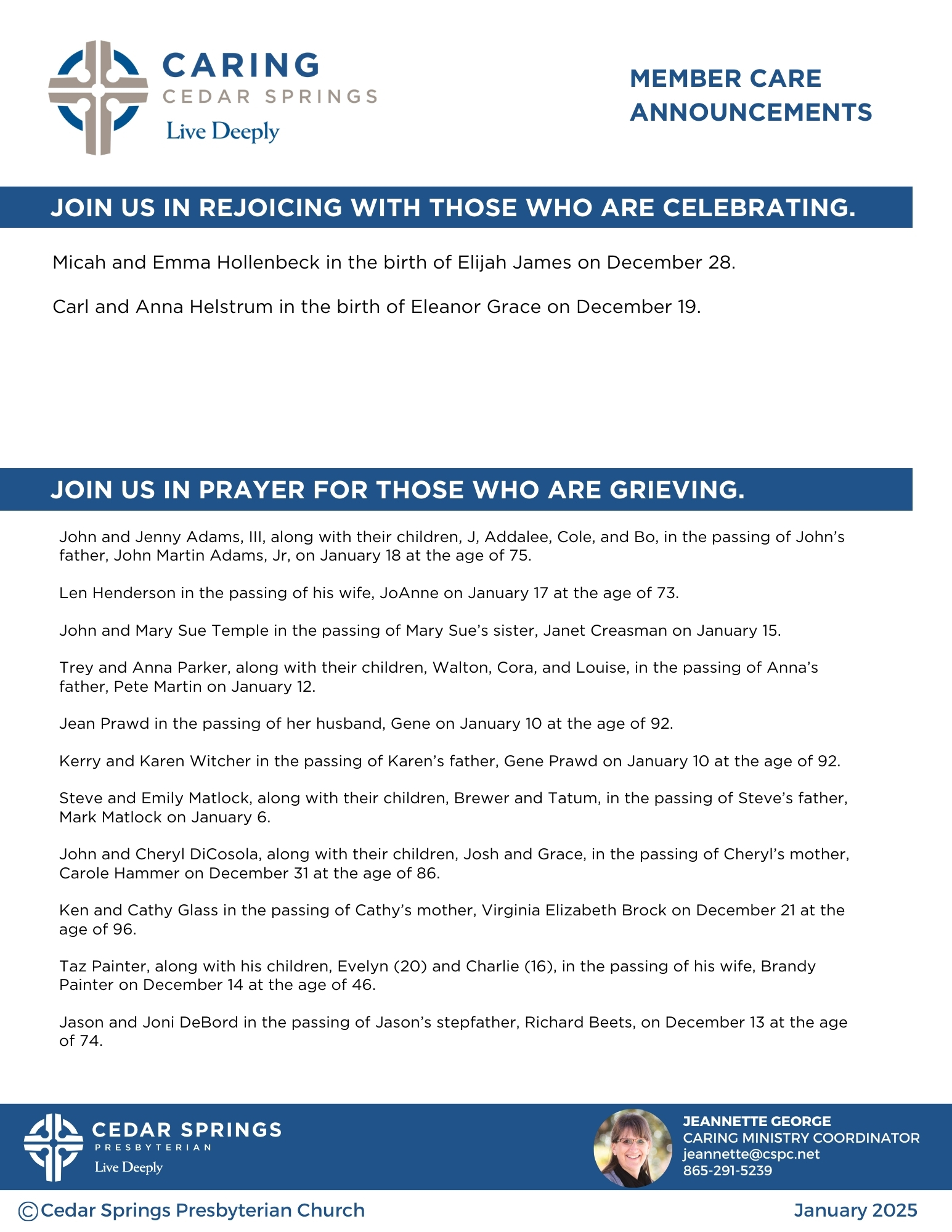 Member Care - Cedar Springs Presbyterian Church Knoxville, TN